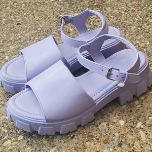 Shoes | Purple Pastel Flange Platform Sandals Womens 8 | Poshmark